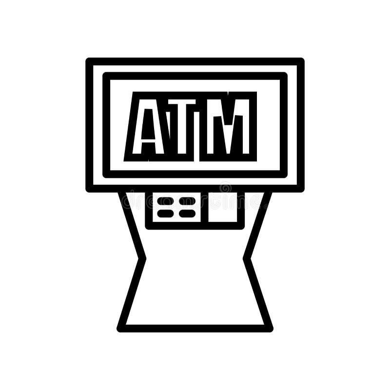 Atm Icon Vector Isolated on White Background, Atm Sign , Line or Linear ...