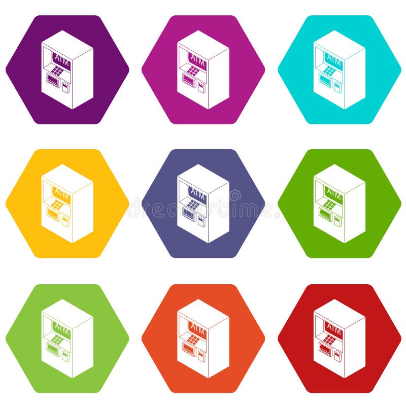 Atm icons set 9 vector stock vector. Illustration of insert - 118125804