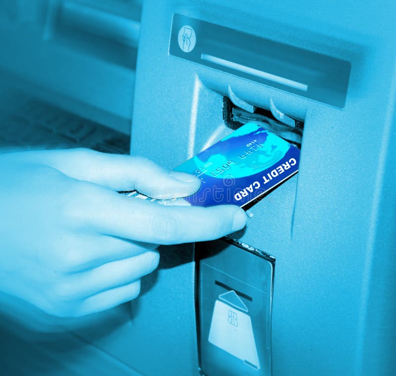 ATM. Inserting a Card. stock image. Image of electronic - 1203117