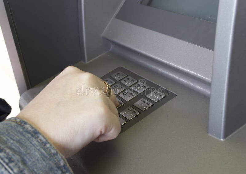 ATM ladies hand stock photo. Image of button, bancomat - 613040