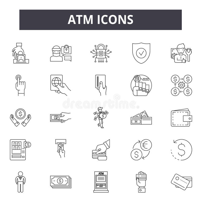 Atm Line Icons for Web and Mobile Design. Editable Stroke Signs. Atm ...