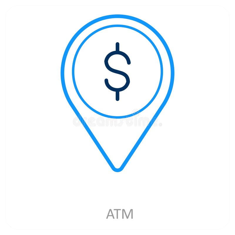 ATM and Location Icon Concept Stock Illustration - Illustration of ...