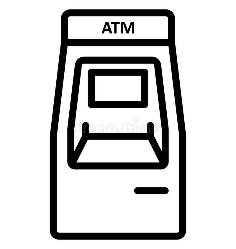 Atm Machine, Automated Teller Isolated Vector Icon that Can Be Easily Edited in Any Size or ...