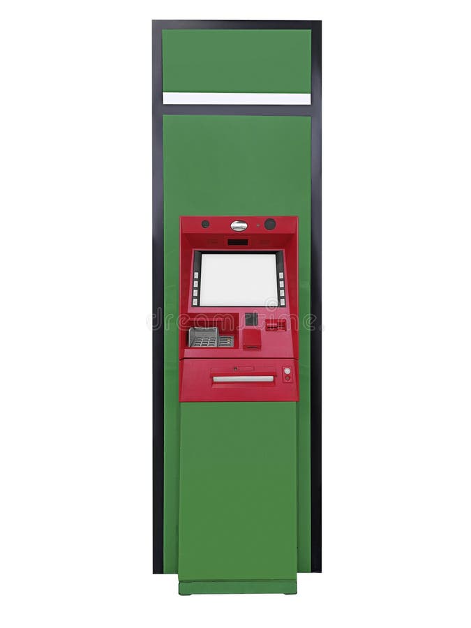ATM Machine with Blank Screen Isolated on White Background Editorial ...