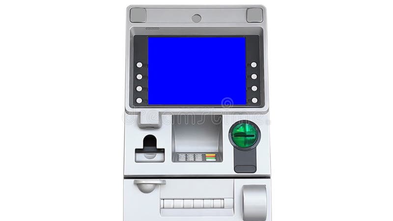 ATM Machine Blue Screen Display (zoom Out) Stock Footage - Video of ...