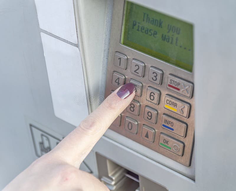 ATM Machine Button Password Protected Stock Photo - Image of modern ...