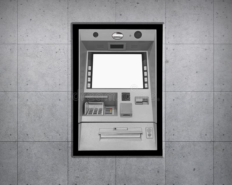 Atm Machine on Concrete Wall Editorial Photo - Image of keypad, machine ...