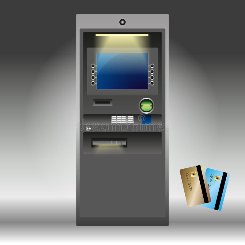 Brown Leather Wallet Atm Bank Machine Stock Vector - Illustration of ...