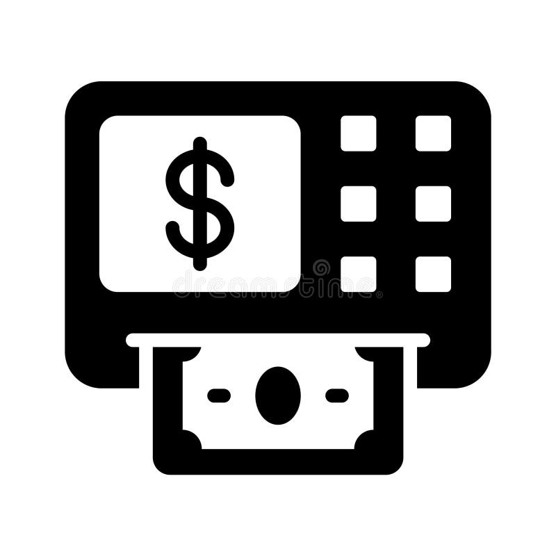 ATM Machine Icon with Dollar Sign and Money Symbols Stock Illustration ...