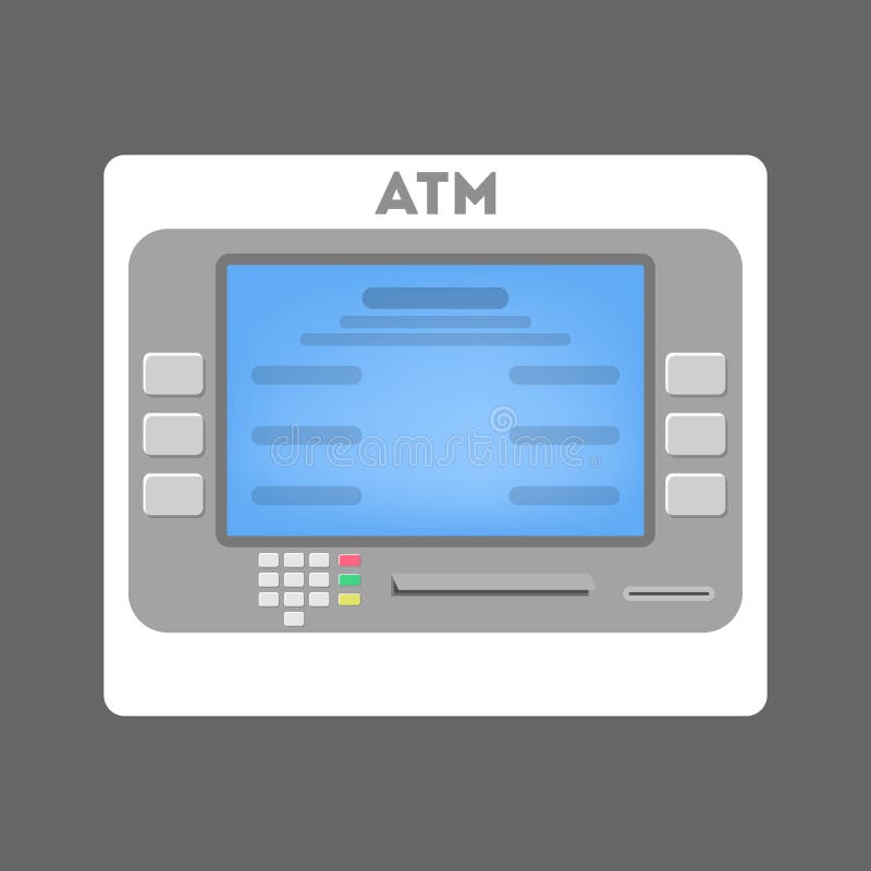 ATM Machine Interface With Blue Screen Illsutration Stock Vector ...