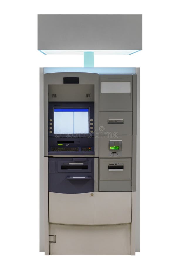 ATM Machine Isolated On White Background Stock Photo - Image of machine ...