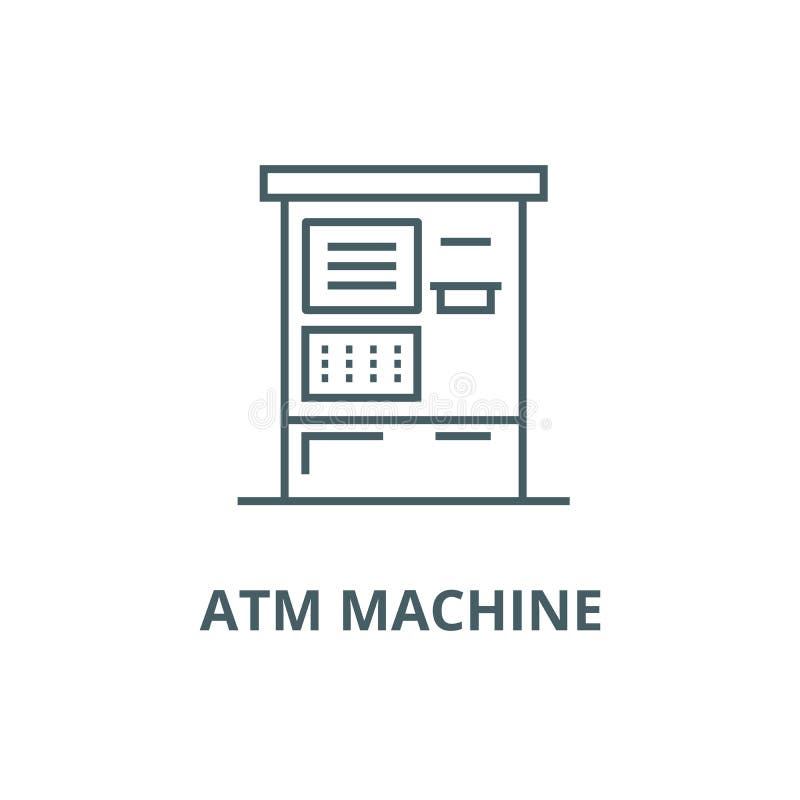 Atm Machine Line Icon, Vector. Atm Machine Outline Sign, Concept Symbol ...
