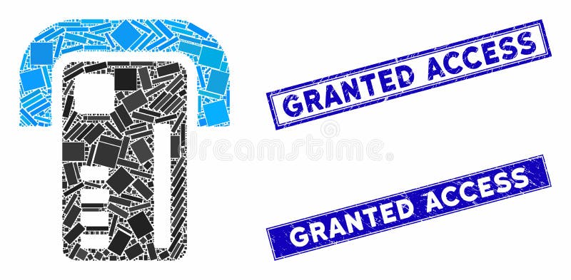 ATM Machine Mosaic and Scratched Rectangle Granted Access Stamp Seals ...