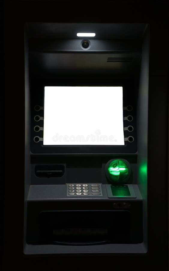 ATM machine at night. stock image. Image of debit, card - 121113487