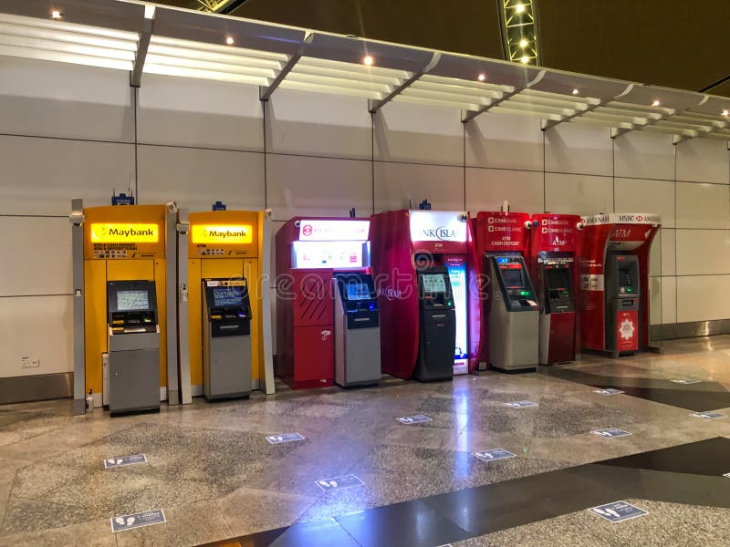 Kuala Lumpur, April 13, 2022-ATM Machine in a Row at the Airport ...