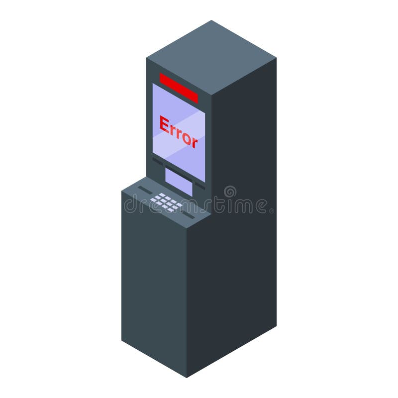 Atm Machine Showing Error Message on Screen Isometric Illustration ...