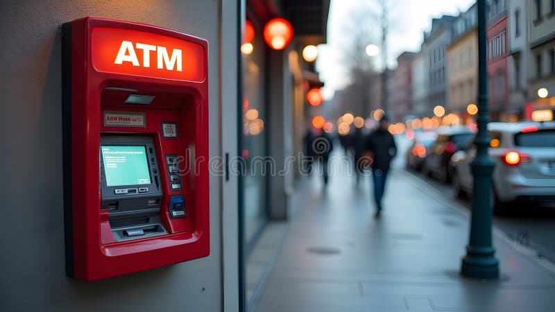 ATM machine at the street stock illustration. Illustration of automated ...
