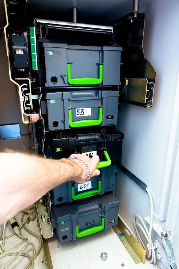 ATM Machine View Inside. Cash Withdrawal Boxes Stock Photo - Image of ...