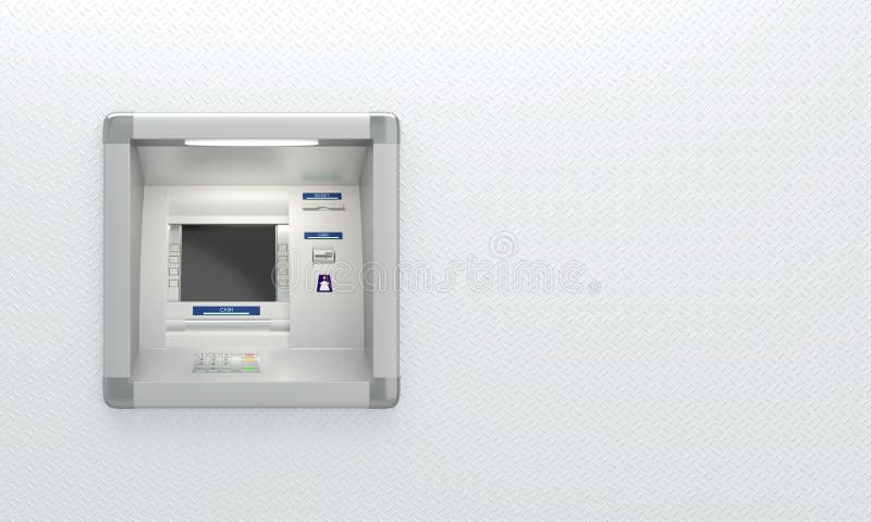 Atm machine on wall stock illustration. Illustration of render - 112857166