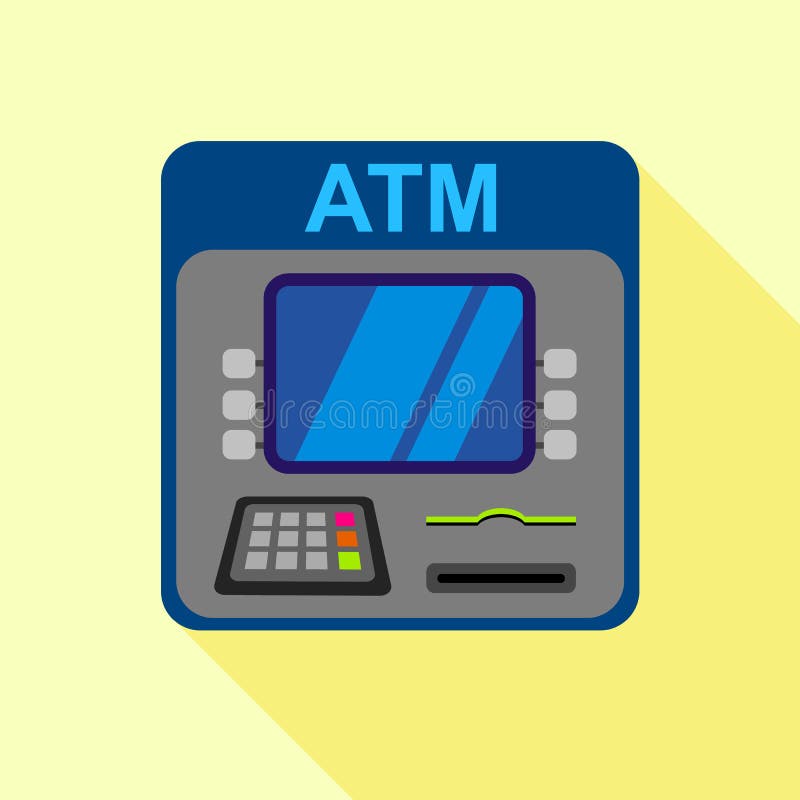 ATM-machinepictogram, Vlakke Stijl Vector Illustratie - Illustration of ...