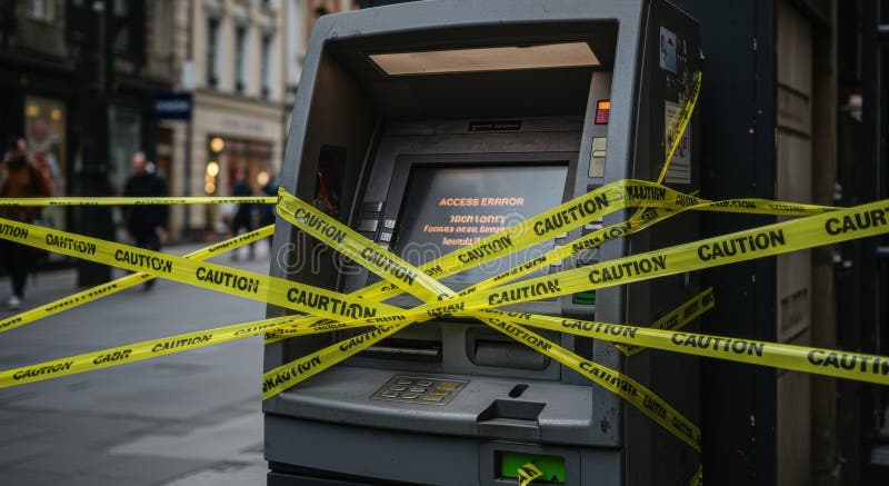 ATM Out of Service stock illustration. Illustration of vehicle - 381778008