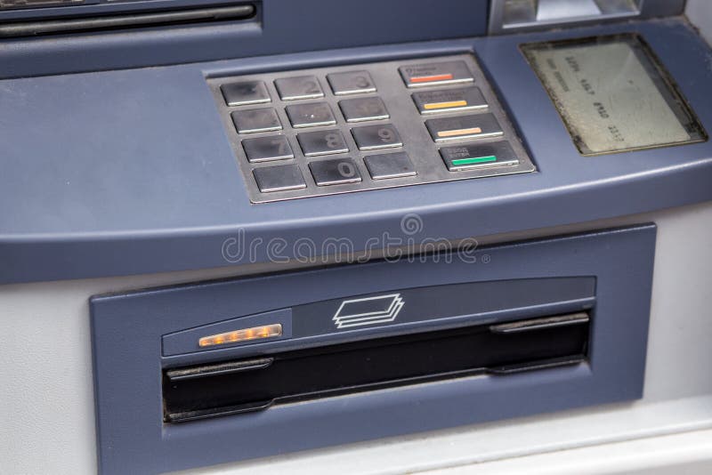 ATM ready to issue money. stock photo. Image of keypad - 71827490