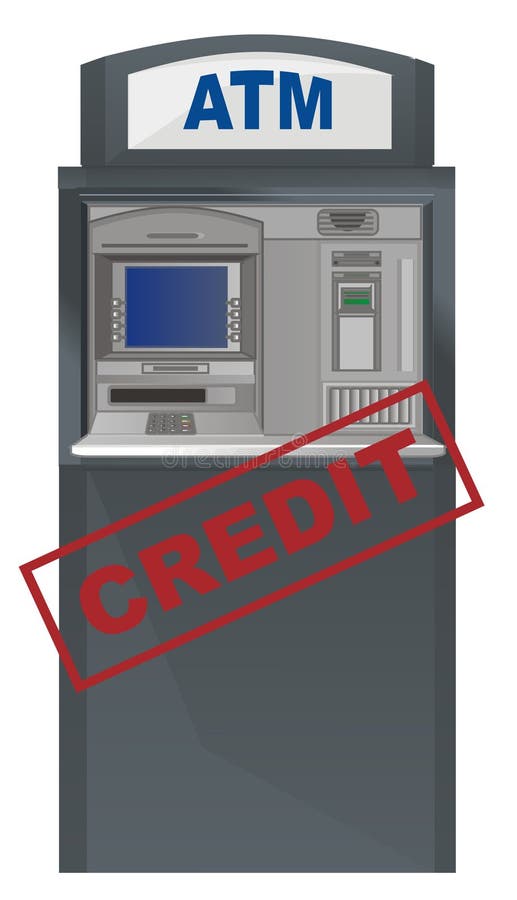 ATM and red print stock illustration. Illustration of bills - 153846777