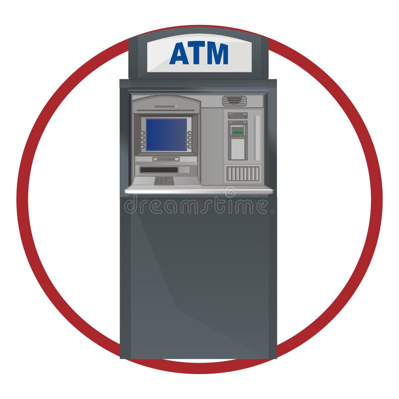 ATM on red sign stock illustration. Illustration of business - 153846810