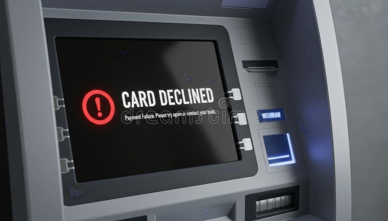 Atm Screen Displaying Card Declined Message Experiencing Technical ...