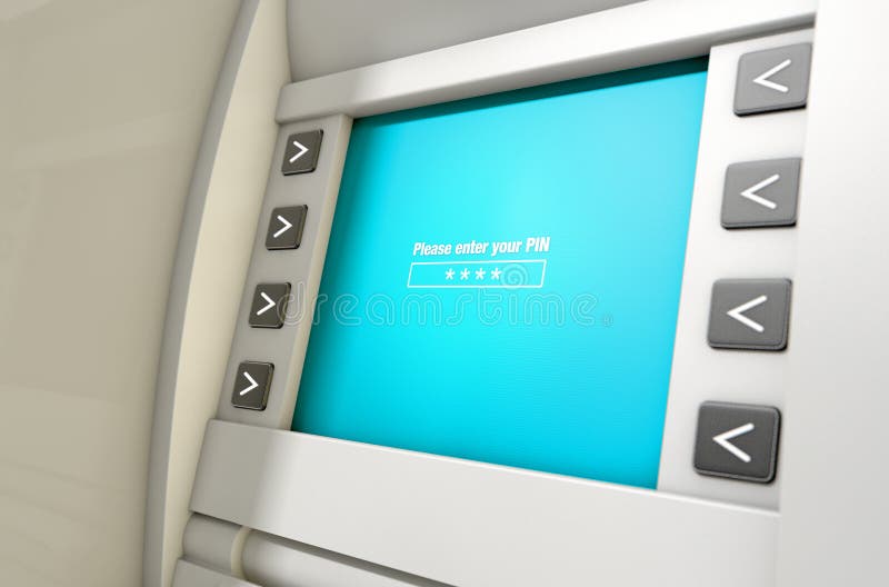 ATM Screen Enter PIN Code stock illustration. Illustration of bank ...