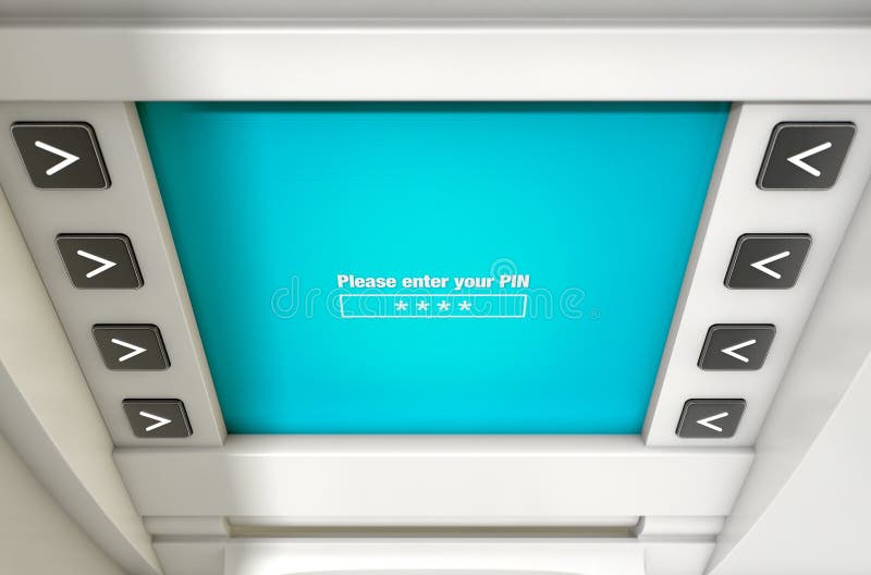 ATM Screen Enter PIN Code stock illustration. Illustration of external ...