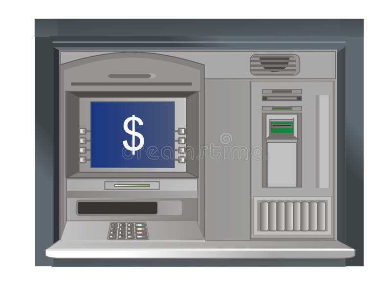 ATM screen with sign stock illustration. Illustration of operation ...
