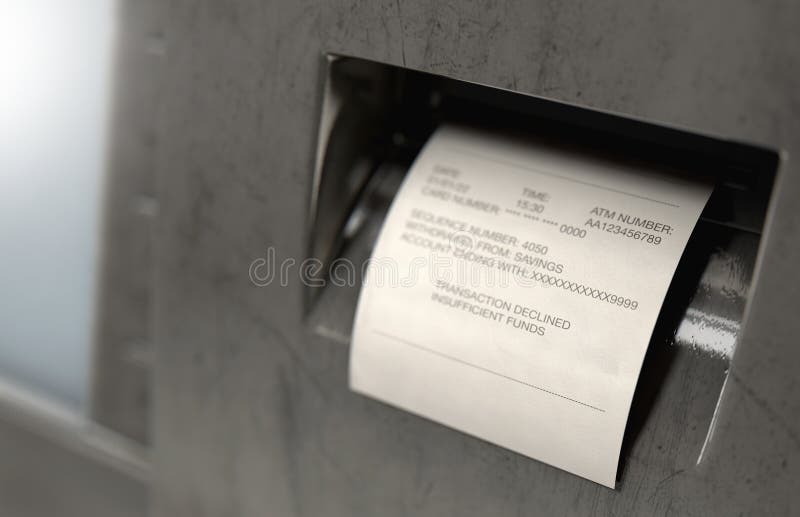 ATM Slip Declined stock illustration. Illustration of closeup - 141764916