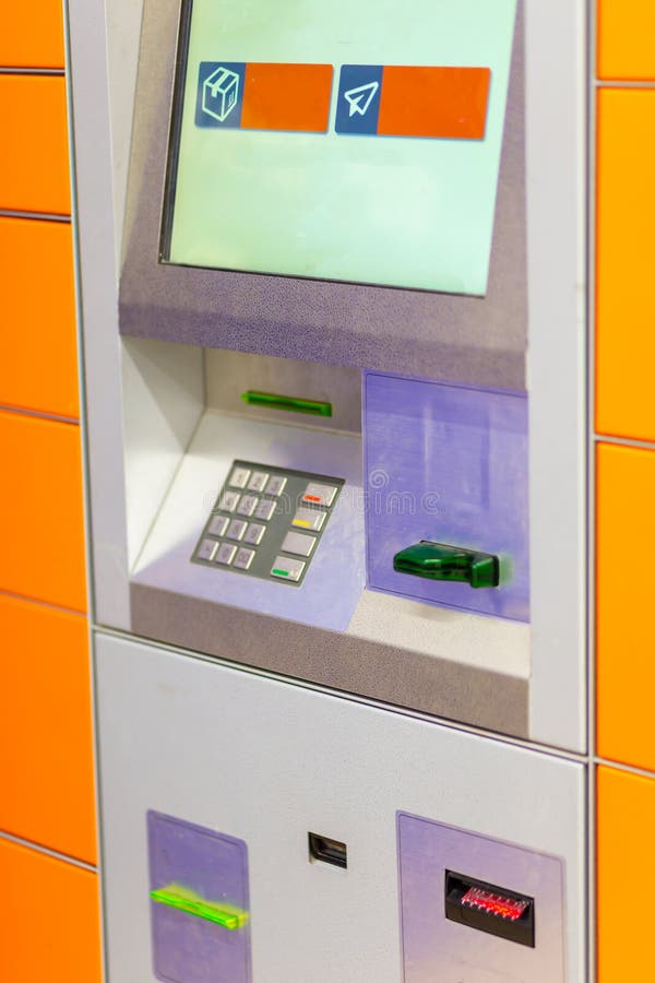ATM Terminal Display and Buttons Close Up Stock Photo - Image of code ...