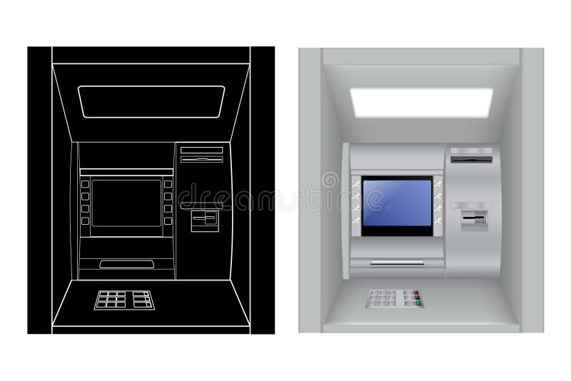 ATM. Bank Machine. Automated Teller Machine. Vector Illustration on ...