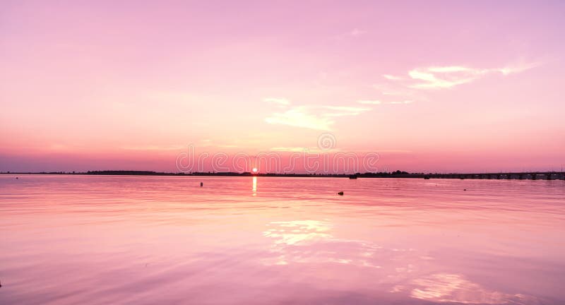 The Atmosphere Along the River Has a Beautiful Sky when the Sun is ...