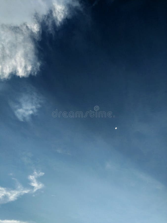Atmosphere Blue Sky with the Cloud and the Moon Stock Photo - Image of ...