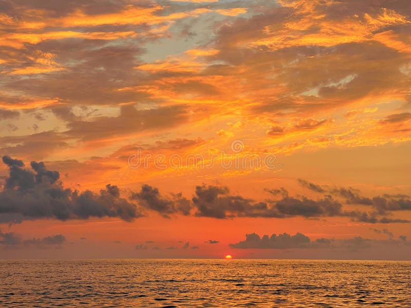 Atmosphere Cloudscape Panoramic Background. Sunset Sea Beach and Sky ...