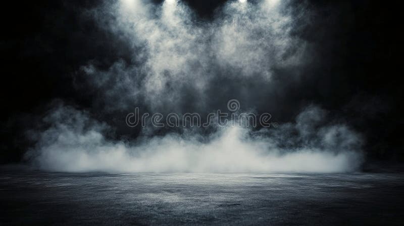 Foggy Stage with Dramatic Lighting for a Performance Set in an Empty ...