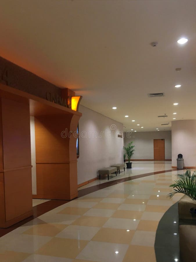 The Atmosphere of the Hotel at Night with No One There. Stock Image ...