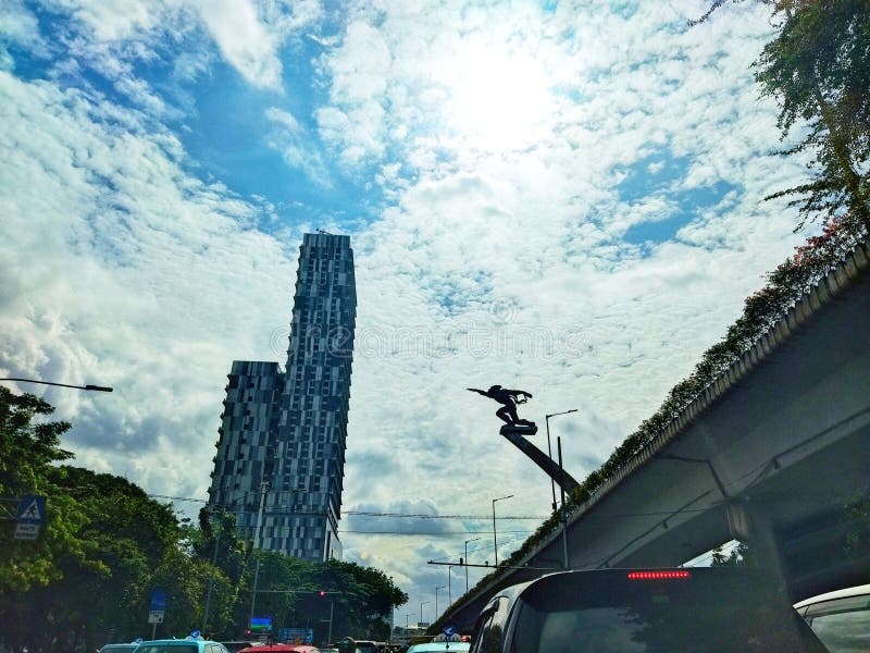 The Atmosphere of Jakarta Around the Monument Pancoran Stock Photo ...