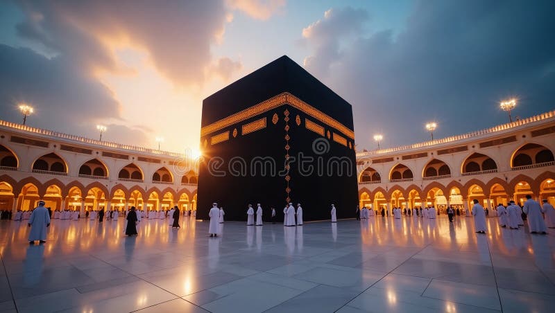 The Atmosphere of the Kaaba with a Beautiful Evening Sky Stock ...