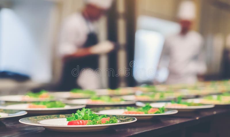 The Atmosphere in the Kitchen in the Arrangement of Food Dishes.this ...