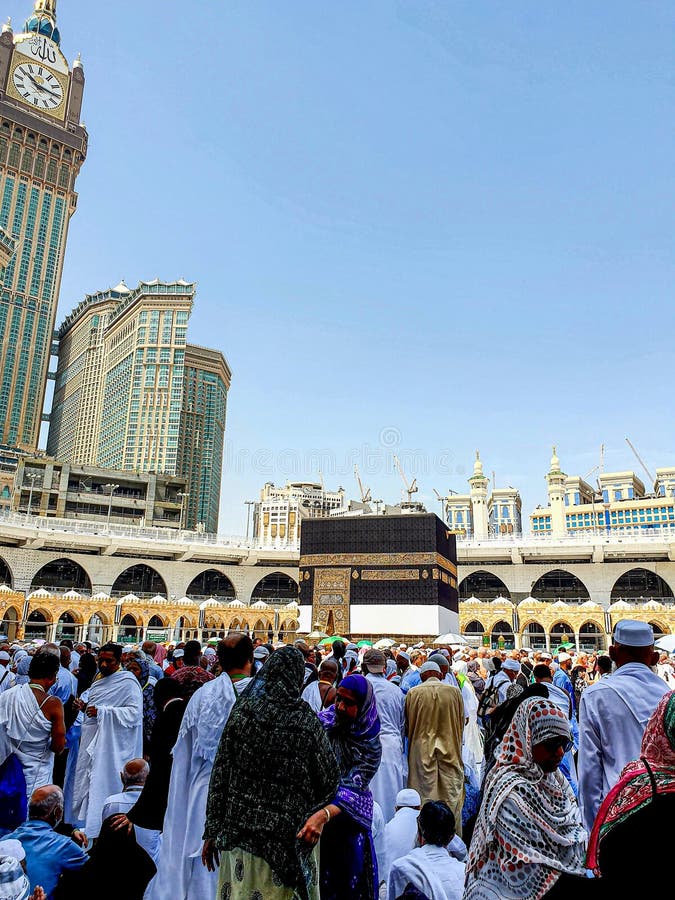 The Atmosphere of Muslims Worshiping in Front of the Kaaba in Mecca ...