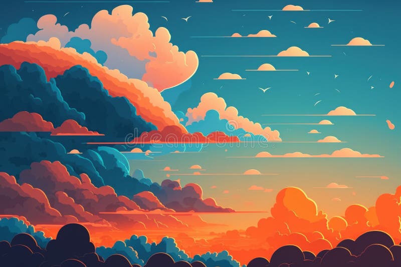 Atmosphere Orange and Blue Sky Air Background Texture with Golden ...