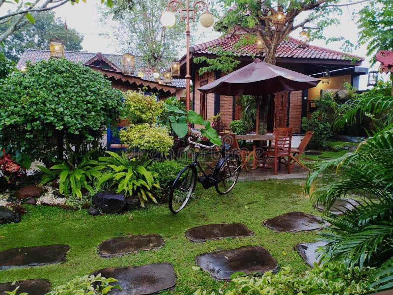 Atmosphere after Rain in a Javanese Restaurant Decorated with Old ...