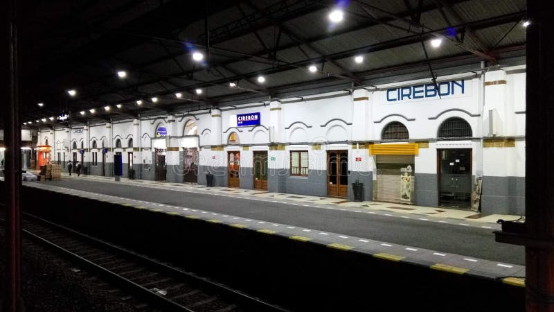 The Atmosphere of a Train Station at Night in the City of Cirebon ...