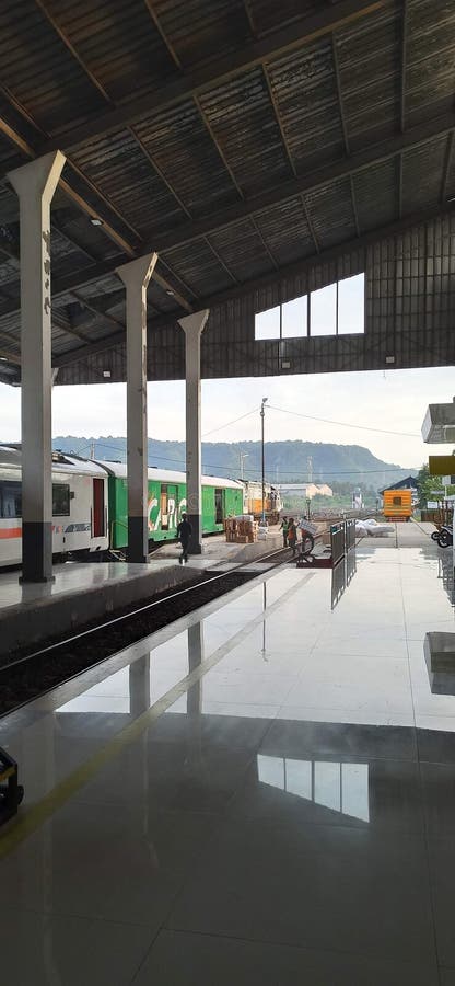 The Atmosphere on the Train Station Platform in the City of Banyuwangi ...