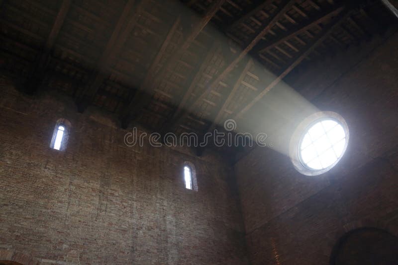 Atmospheric Beam of Light Coming from the Rose Window Stock Image ...