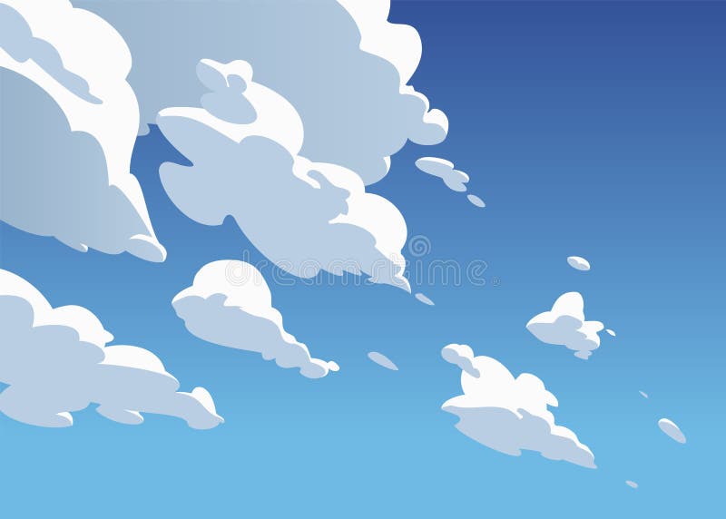 Atmospheric Blue Sky, White Cumulus Clouds. Cartoon Style Stock Vector ...